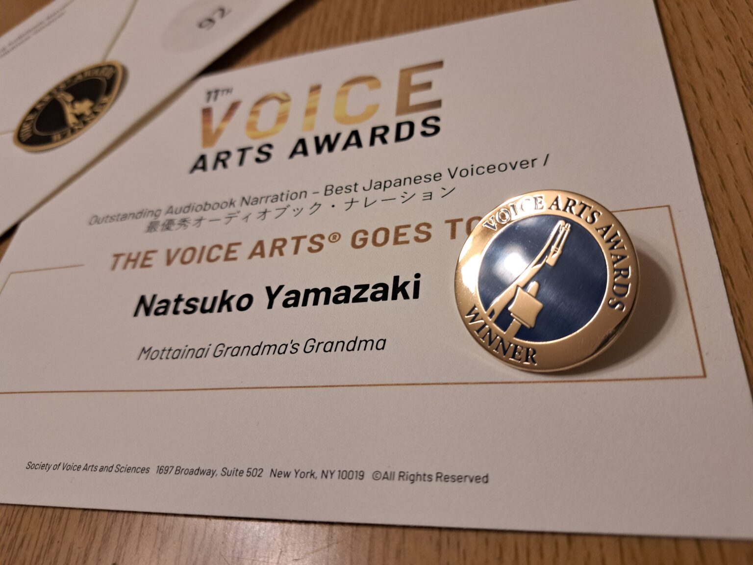 Celebrating My Grand Prize Win at the 2024 SOVAS Voice Arts Awards in Los Angeles - Japanese ...